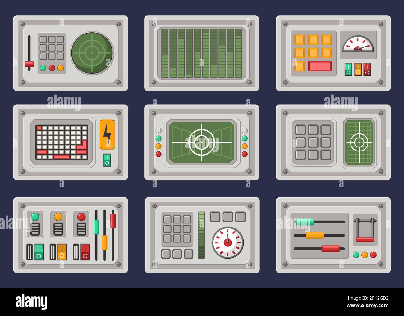 Different control panels cartoon illustration set Stock Vector Image & Art - Alamy