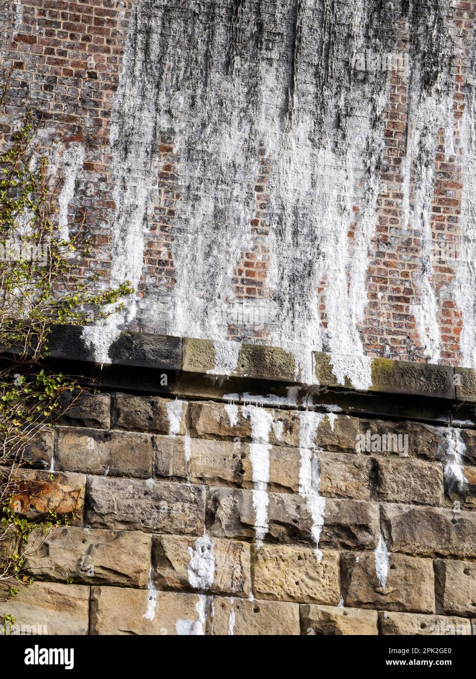 Lime leaching from the lime mortar on Ingleton viaduct in Ingleton ...