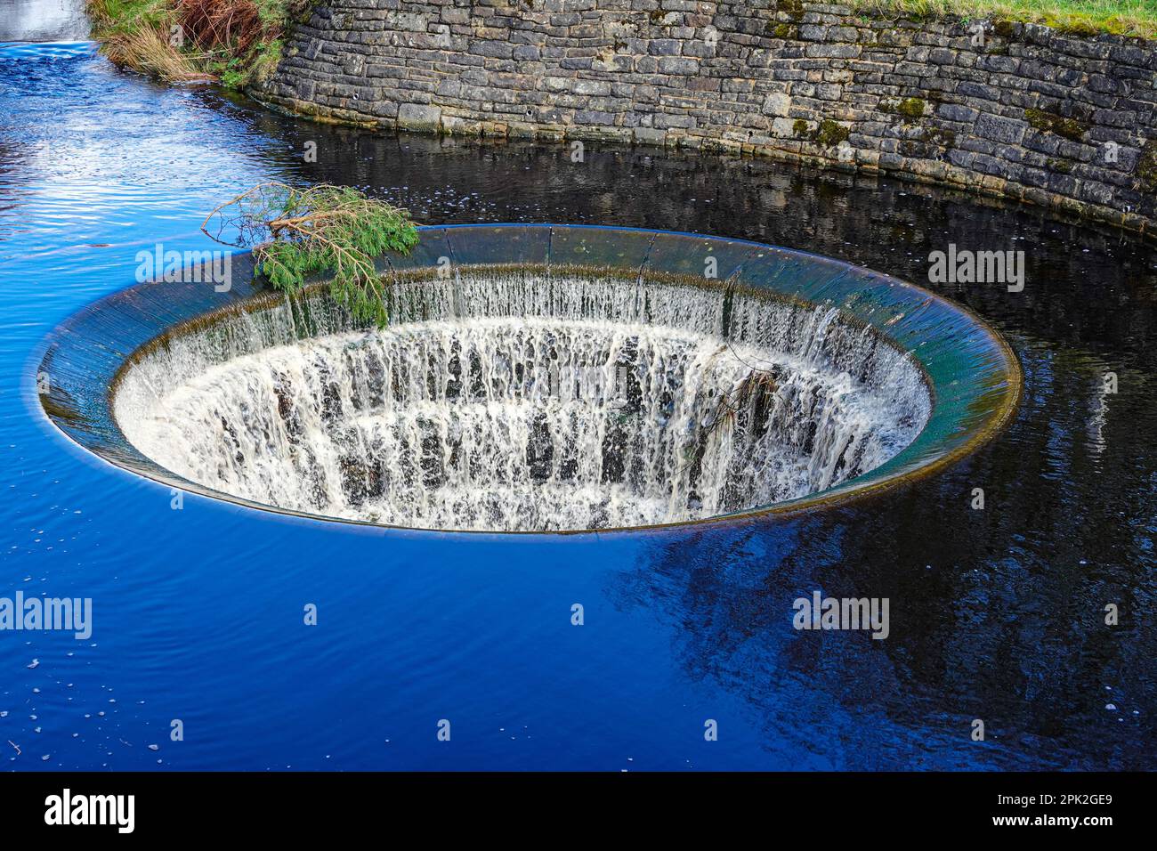 The overflow at Redmires Reservoirs, on the moors above Sheffield ...