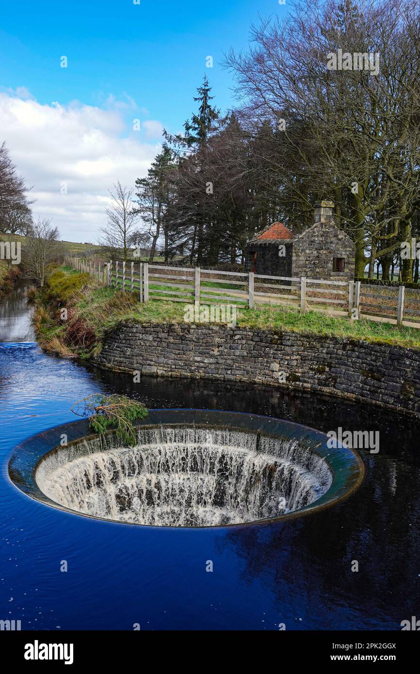 The overflow at Redmires Reservoirs, on the moors above Sheffield ...