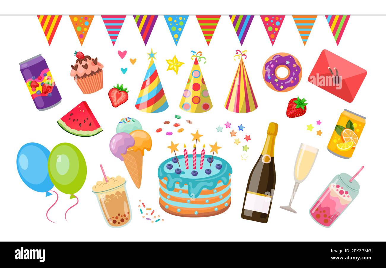 Celebration or party elements vector illustrations set Stock Vector ...