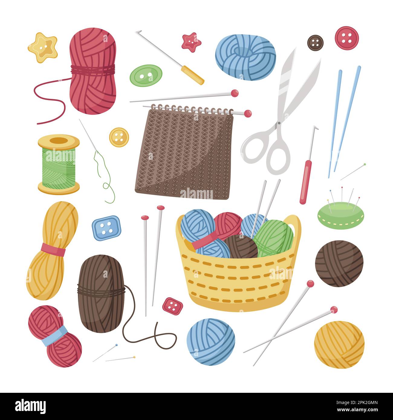 Accessories for knitting cartoon illustration set Stock Vector Image ...