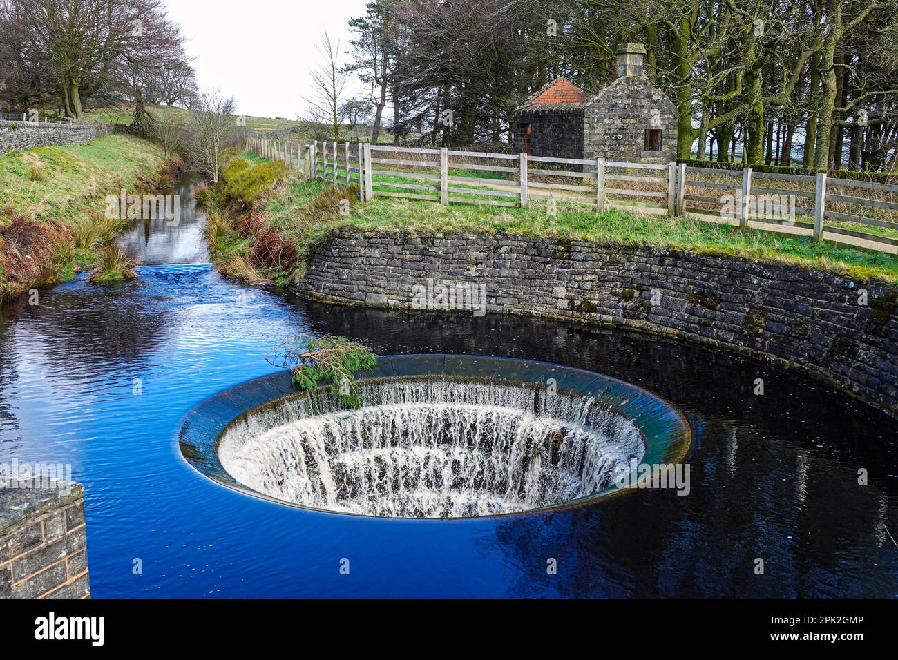 The overflow at Redmires Reservoirs, on the moors above Sheffield ...