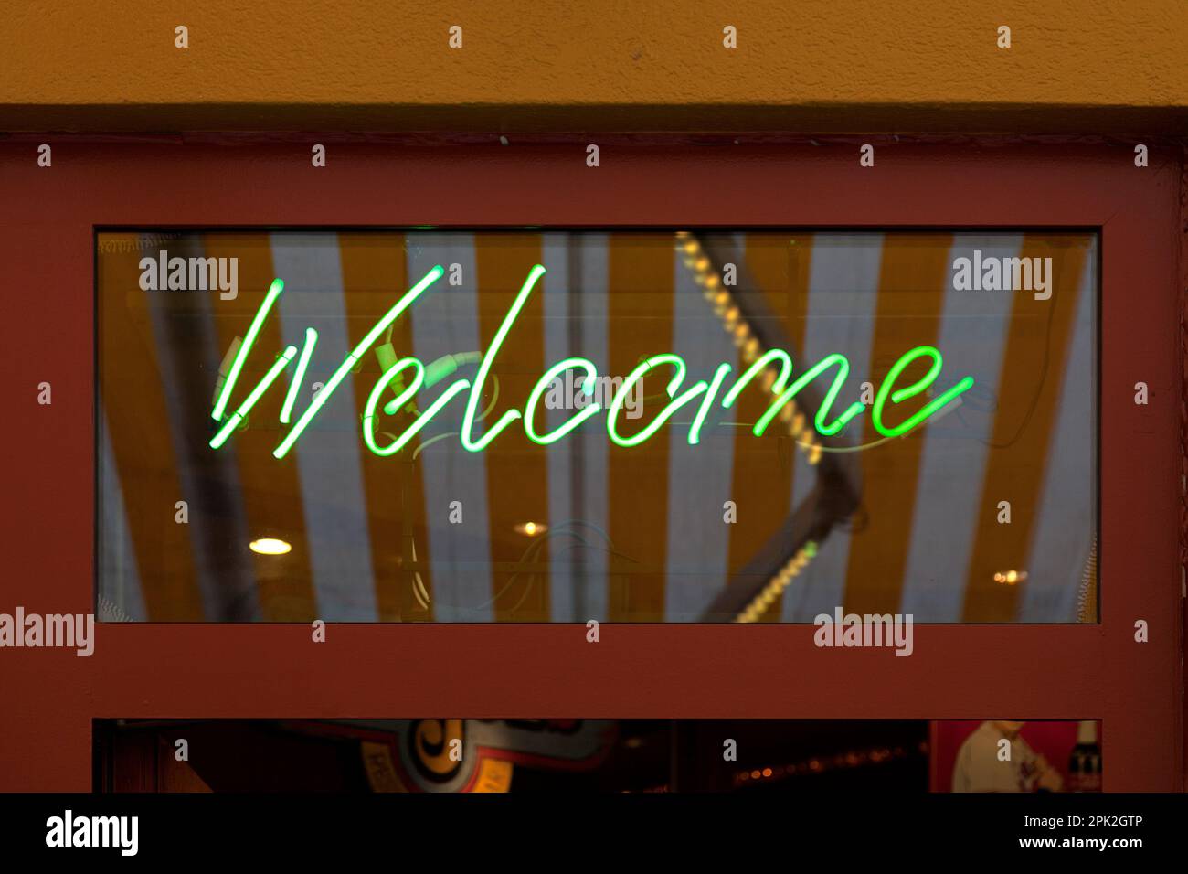 Neon welcome hi-res stock photography and images - Alamy