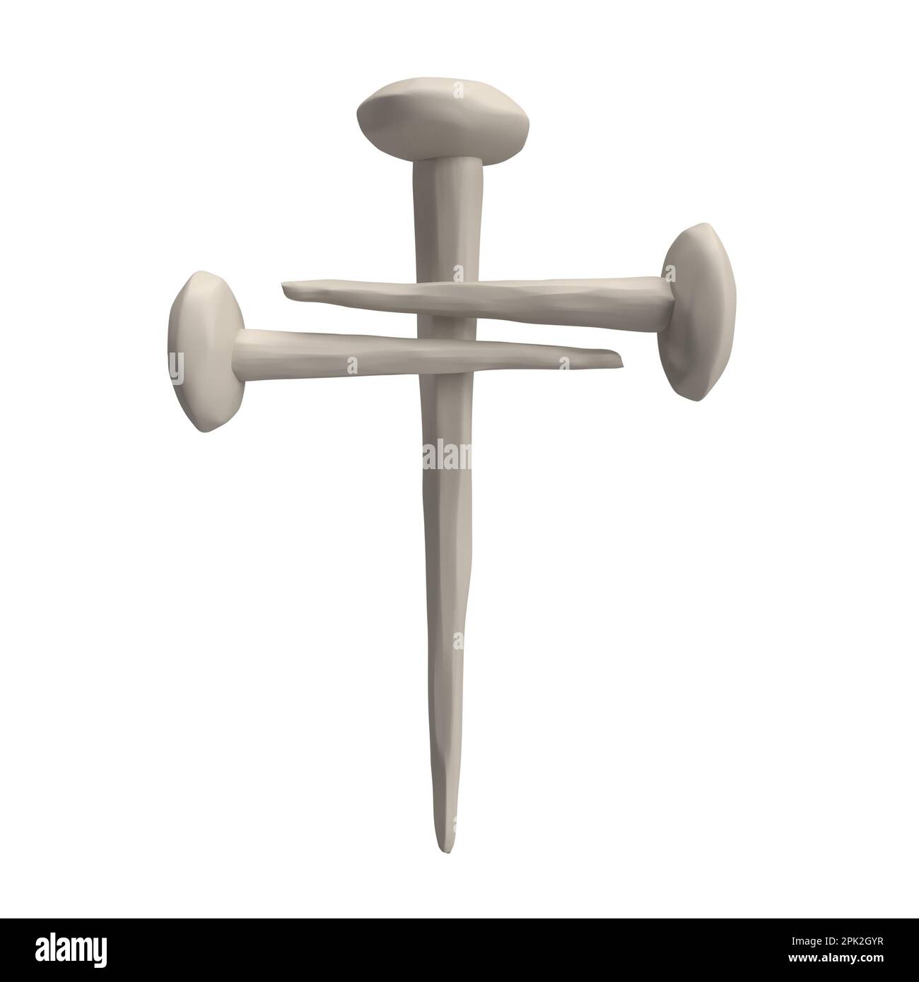 3d nails of Jesus Christ in form of cross. Easter icon rendering ...