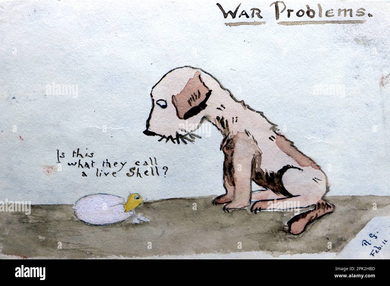 War Problems, chick and dog, first world war humour by R.G. c1919. From ...