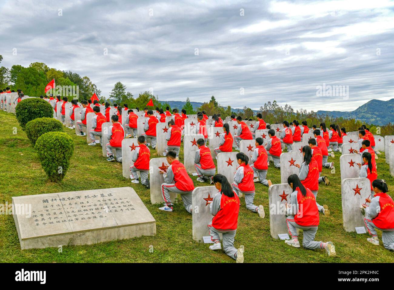 BAZHONG, CHINA - APRIL 5, 2023 - Primary school students paint red on ...