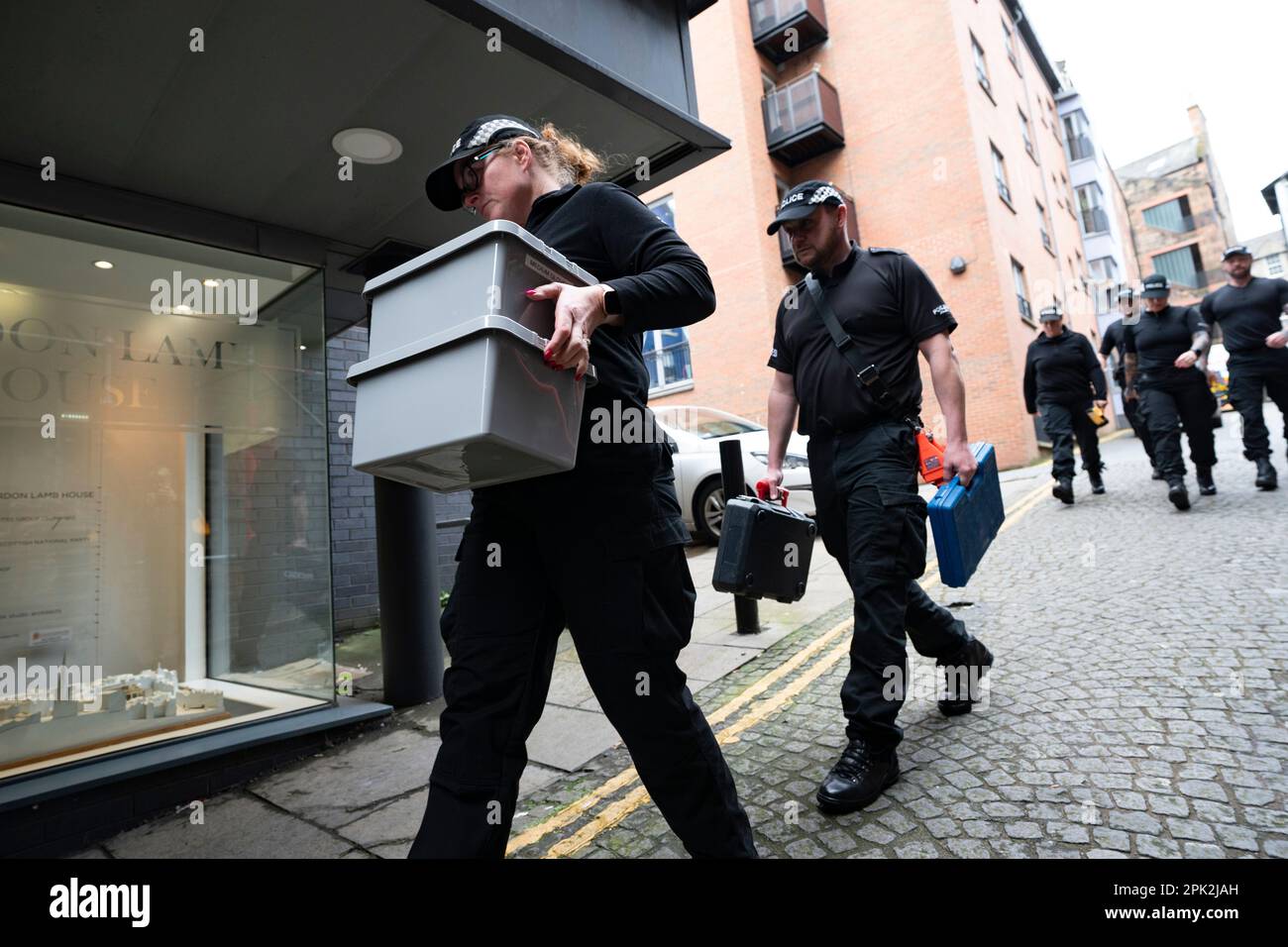 Edinburgh, Scotland, UK. 5 April 2023. Police enter office building ...