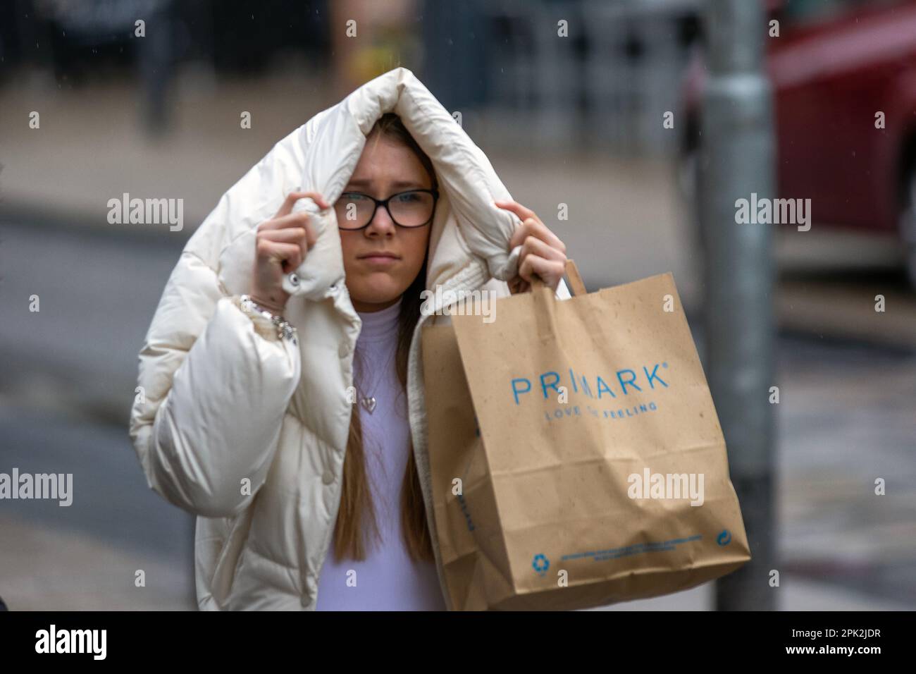 PRESTON, Lancashire. Uk Weather. Shops, shoppers, and people shopping ...