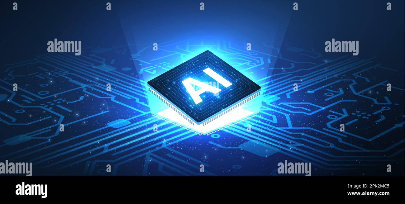 AI technology. Chip with AI latters and circuit board. Artificial intelligence Stock Vector ...