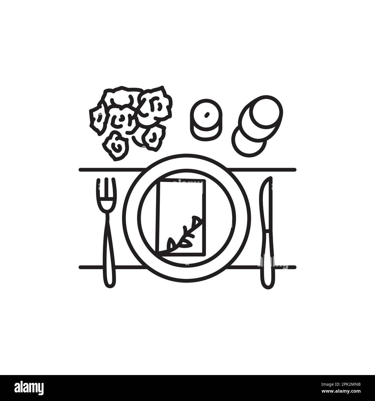 Wedding dinner black line icon. Beautiful dishware. Pictogram for web ...