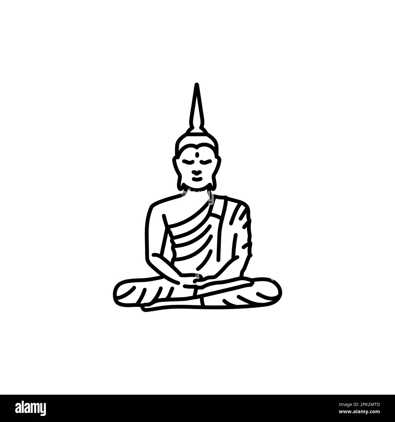 Buddha statue black line icon. Buddhism religion. Pictogram for web ...