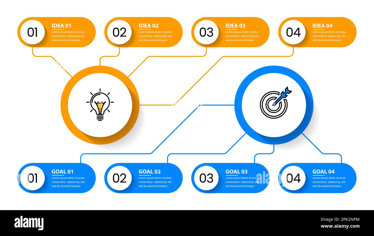 Infographic template with 2 icons and 4 connected steps. Can be used ...
