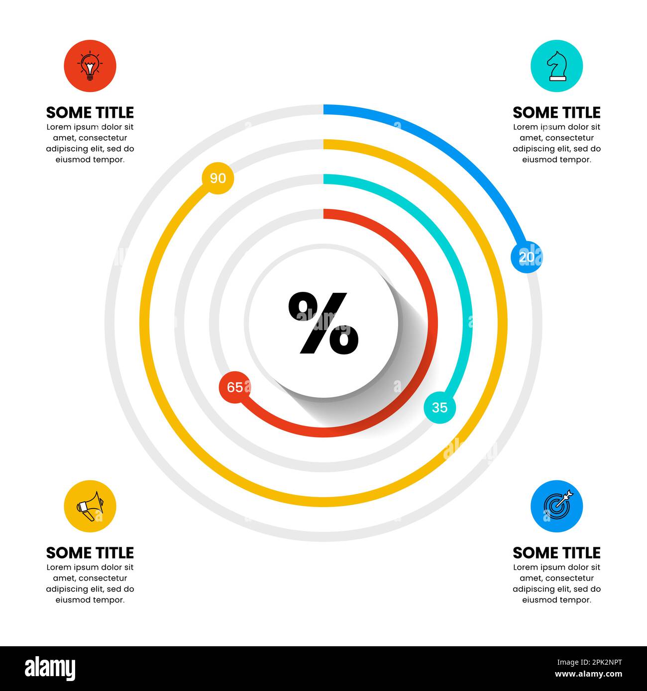 Infographic template with icons and 4 options or steps. Circle and ...
