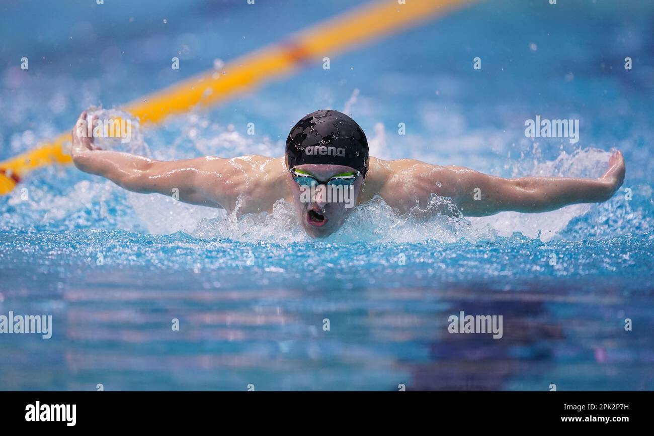 Rhys Edwards in the Men's 200m butterfly heats on day two of the ...