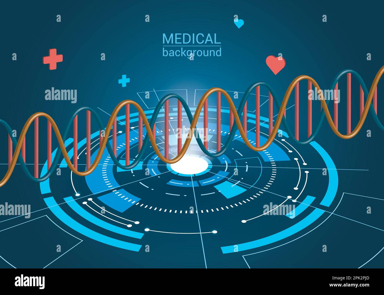 medical background with digital elements and dna Stock Vector Image ...