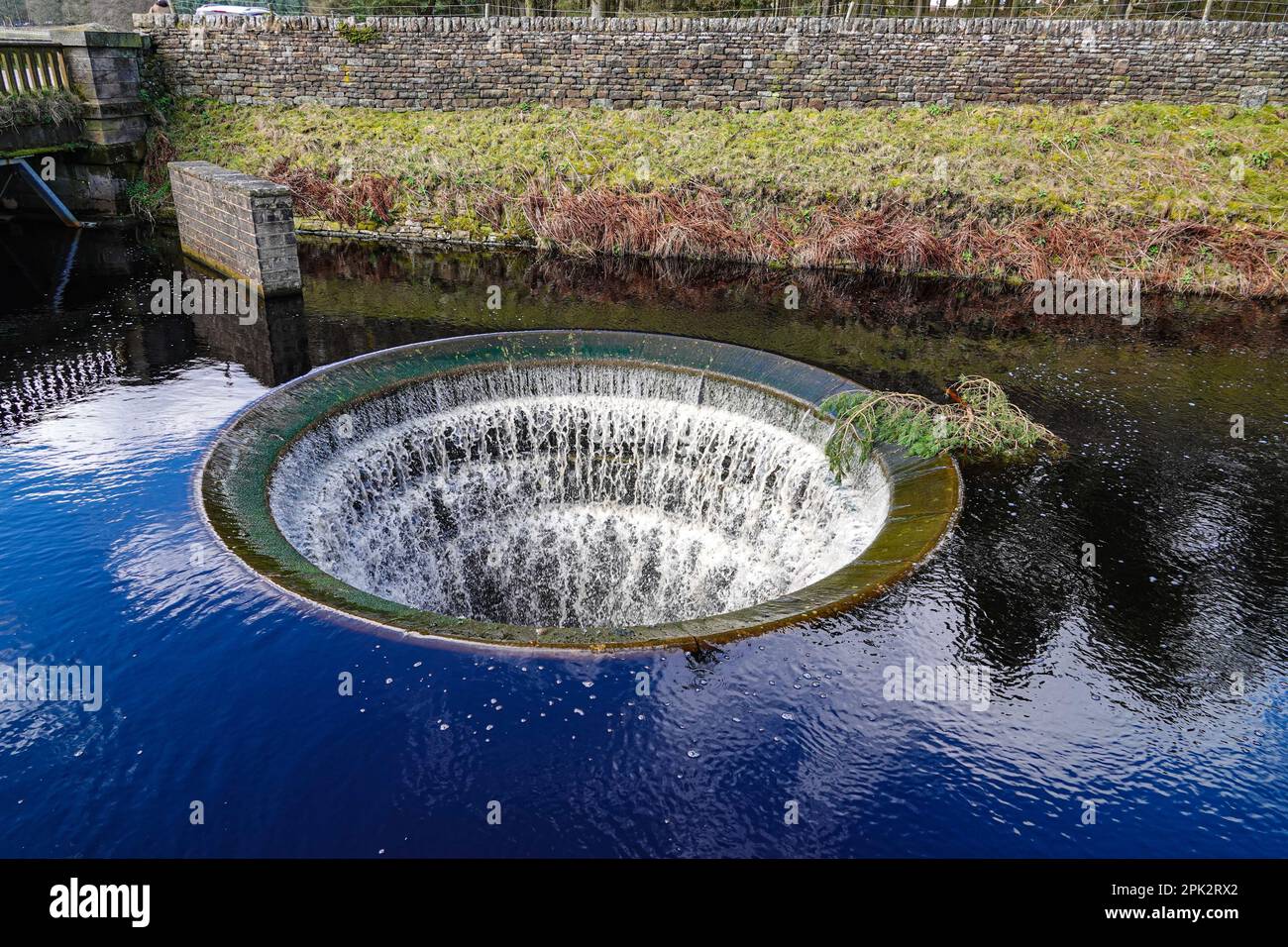 The overflow at Redmires Reservoirs, on the moors above Sheffield ...