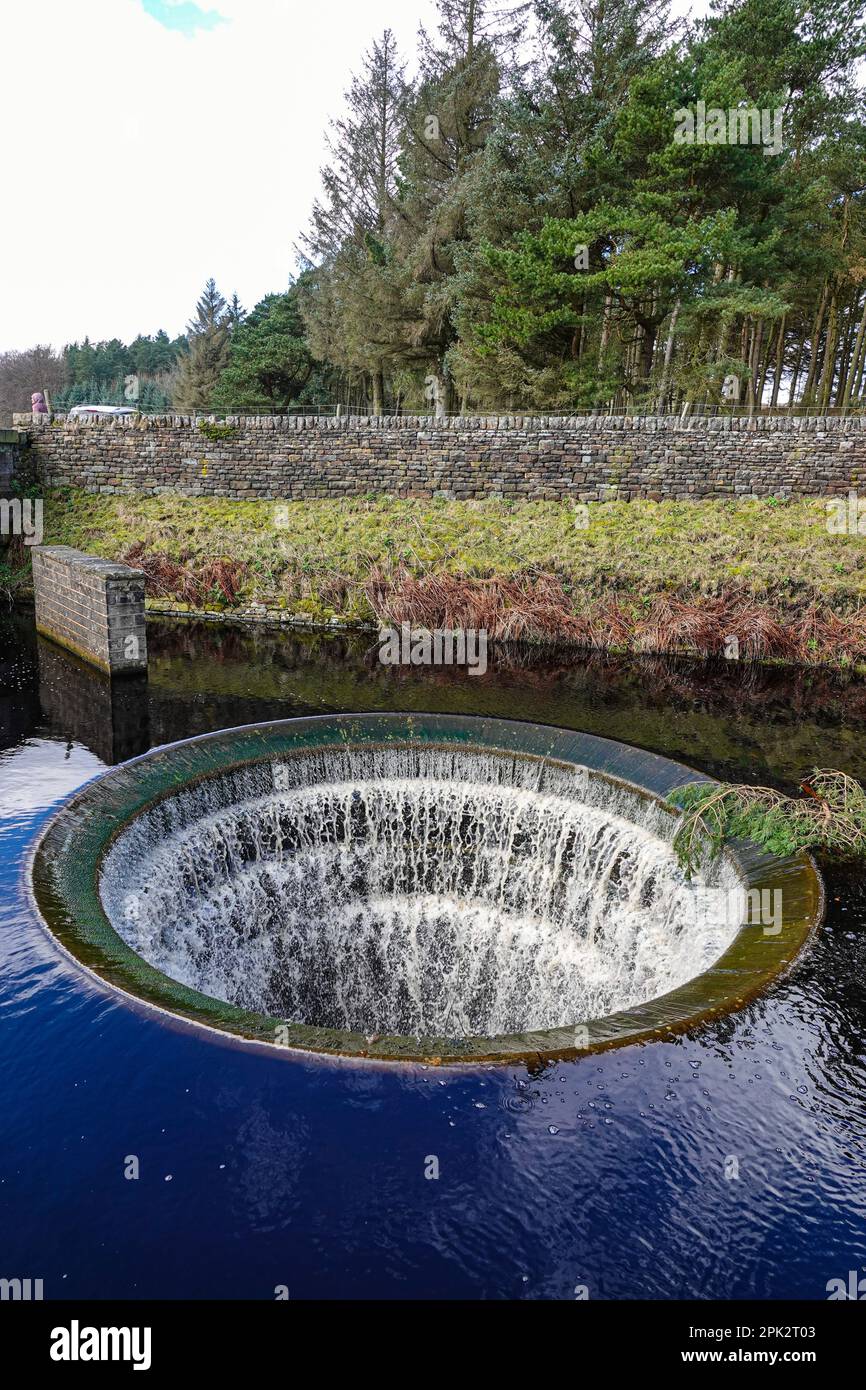 The overflow at Redmires Reservoirs, on the moors above Sheffield ...