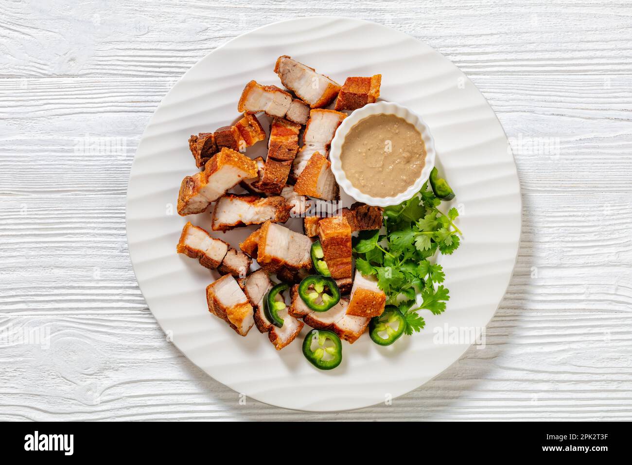 Lechon Kawali, filipino crispy fried pork belly with liver sauce and ...