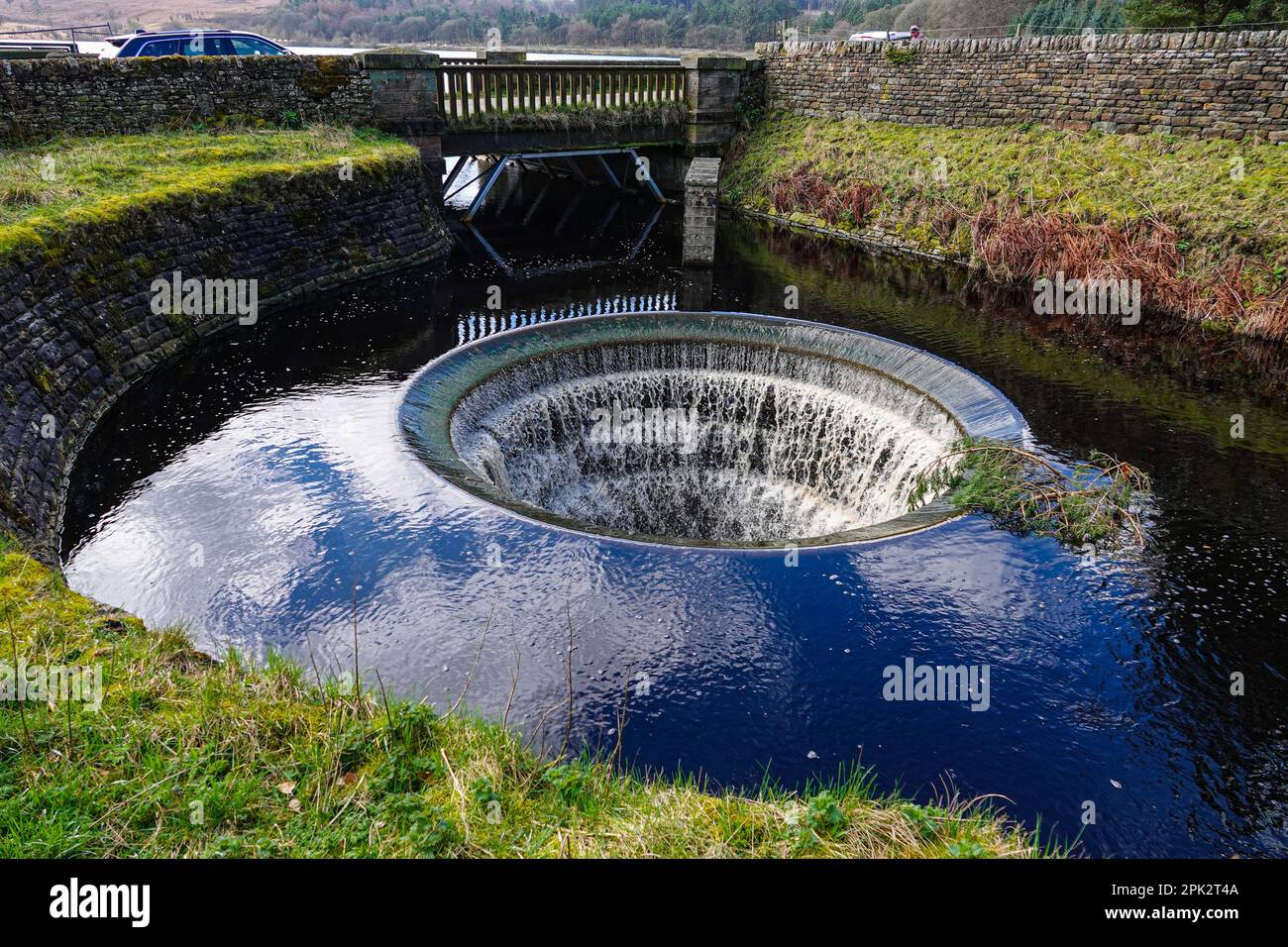 The overflow at Redmires Reservoirs, on the moors above Sheffield ...