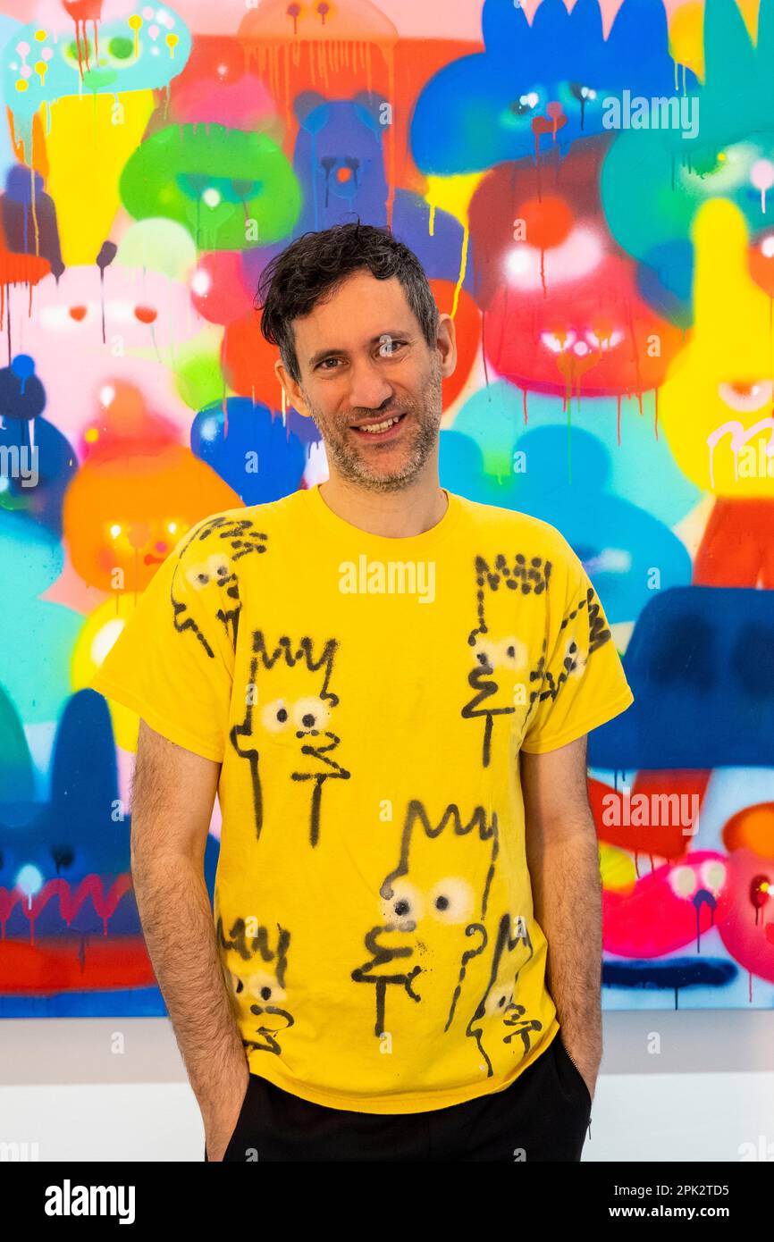 London, UK. 5 April 2023. British contemporary artist Jon Burgerman ...