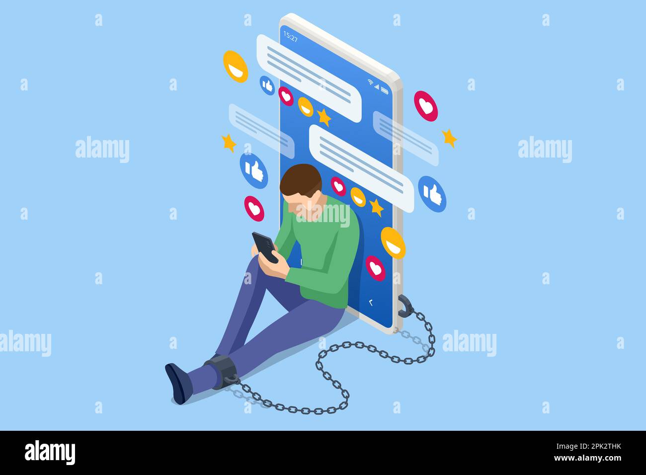 Isometric Social Media Addiction, Influence, Popularity, Modern ...