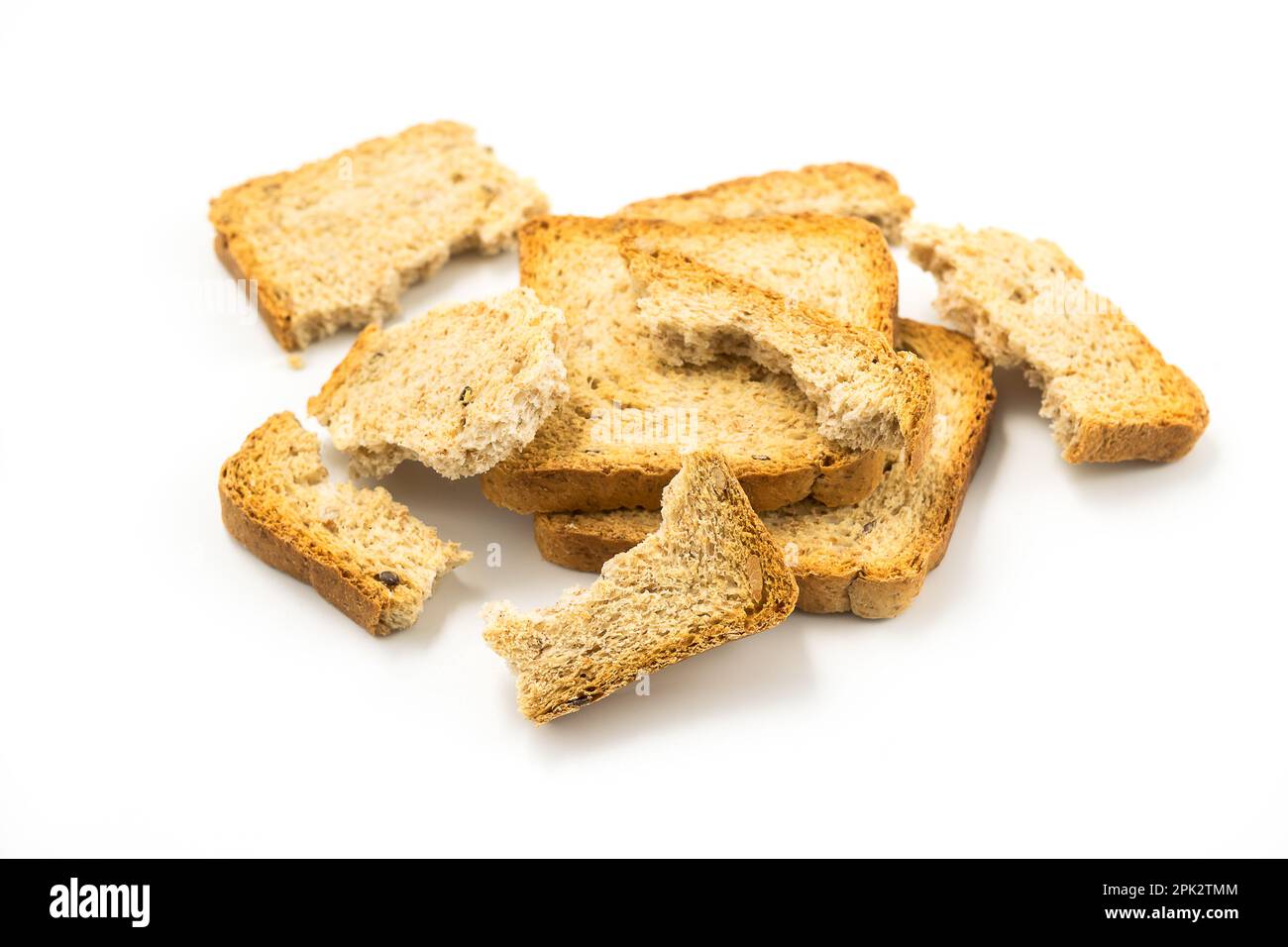 Crackers of dried rye bread, stacked on top of each other and broken ...