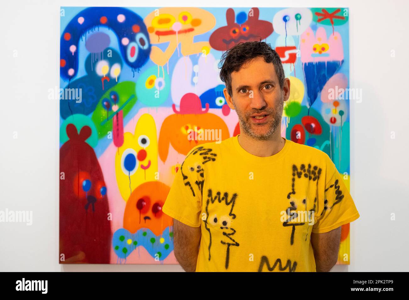 London, UK. 5 April 2023. British contemporary artist Jon Burgerman ...