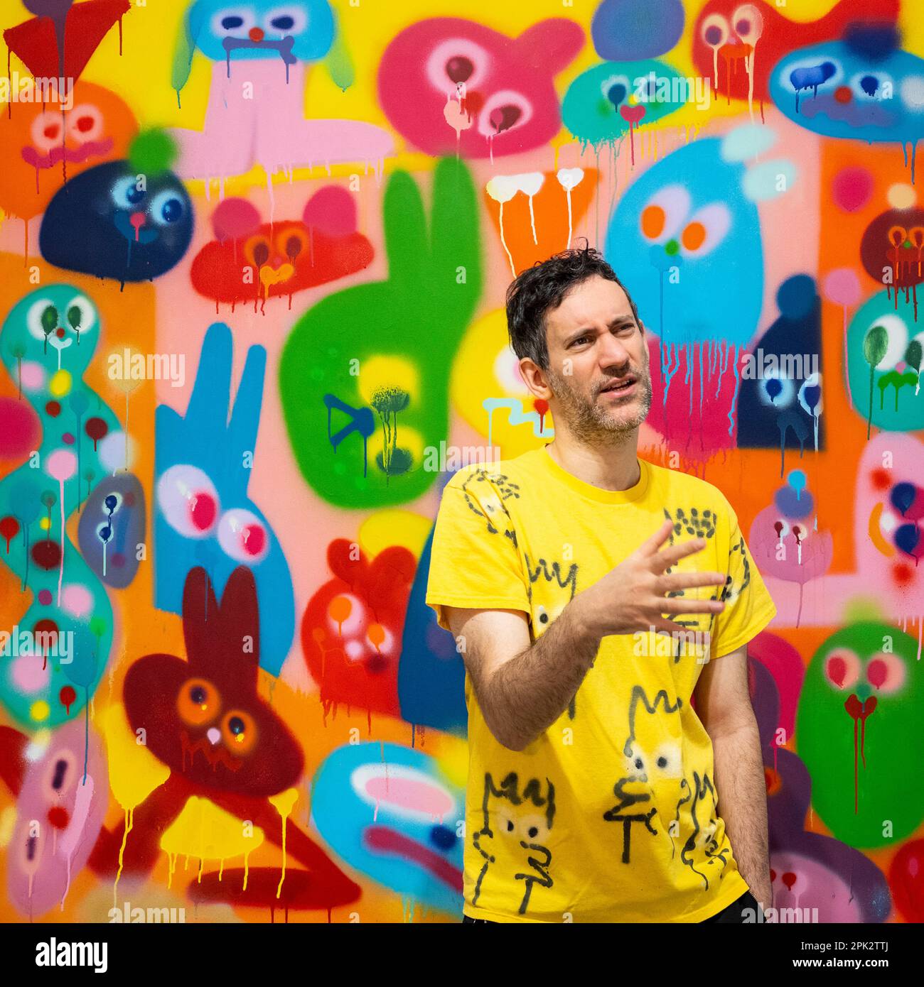 London, UK. 5 April 2023. British contemporary artist Jon Burgerman with 'Maze', 2023, at a ...