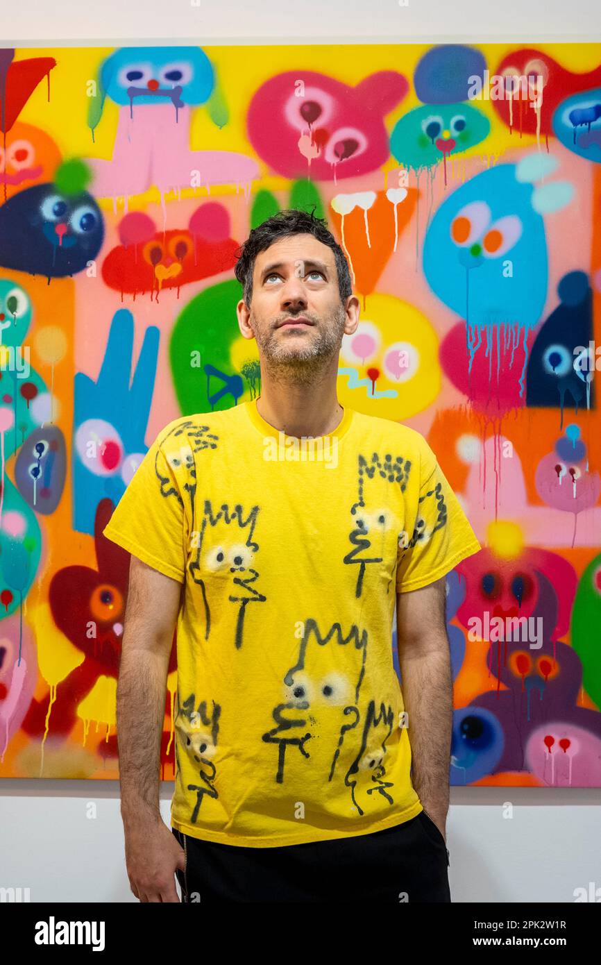 London, UK. 5 April 2023. British contemporary artist Jon Burgerman ...