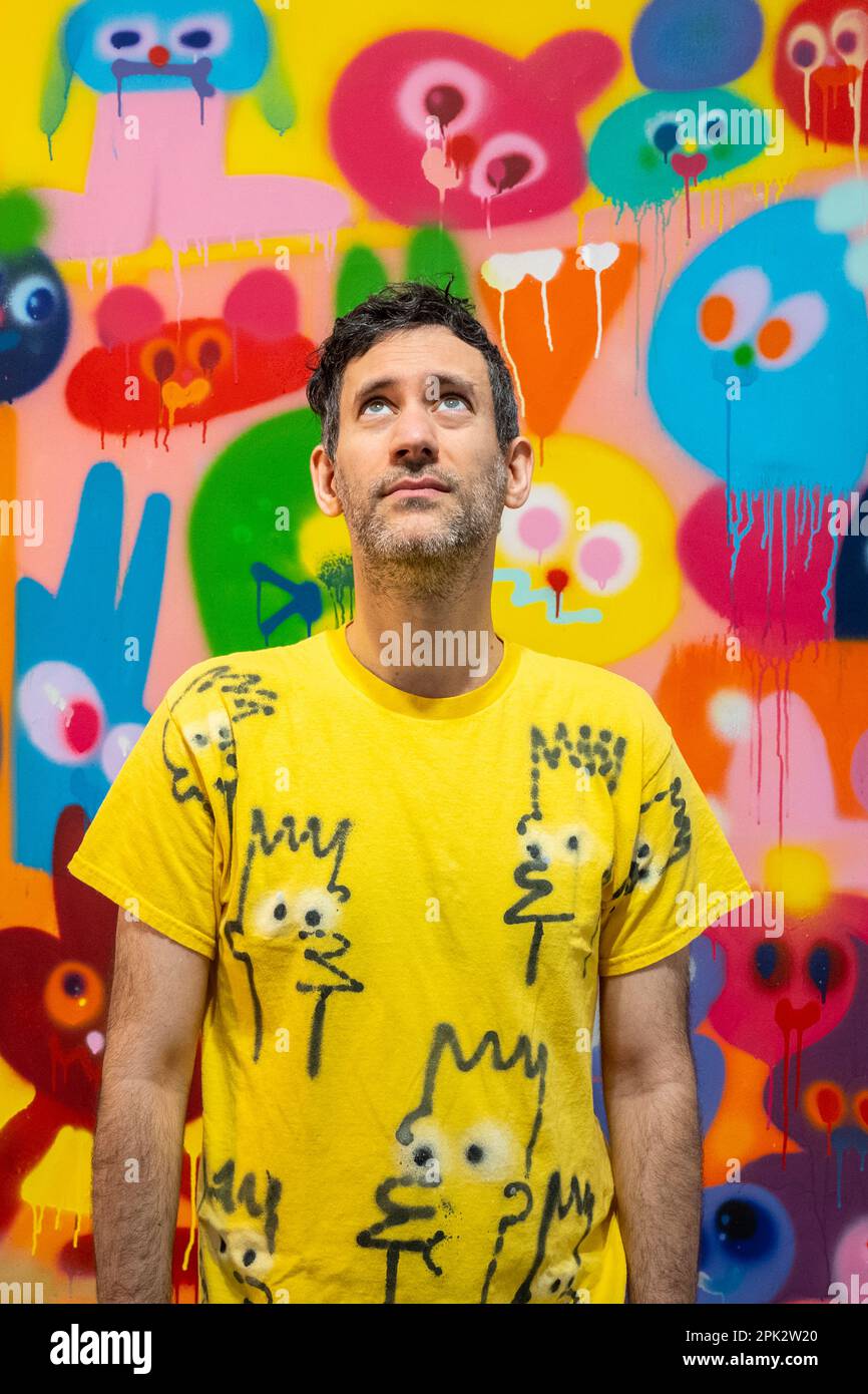 London, UK. 5 April 2023. British contemporary artist Jon Burgerman ...