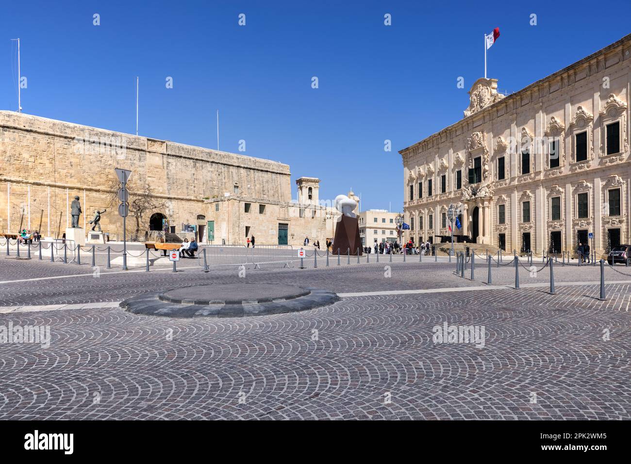 the large pjazza kastilja and old fort in valletta malta Stock Photo ...
