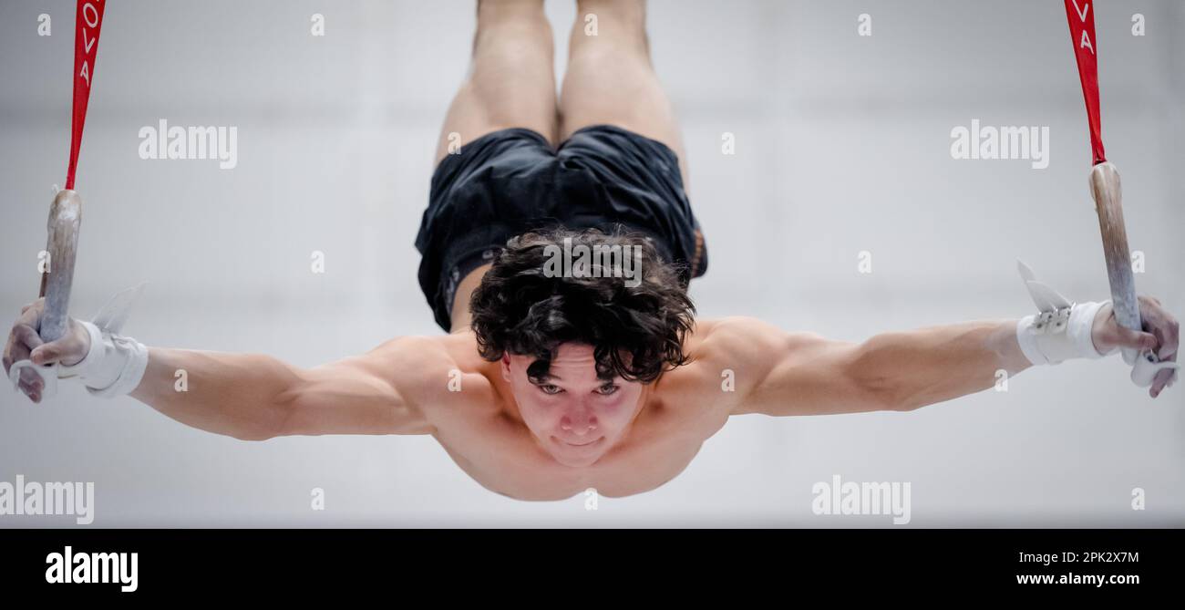 ROTTERDAM - Netherlands, 05/04/2023, Gymnast Jermain Grunberg during a ...
