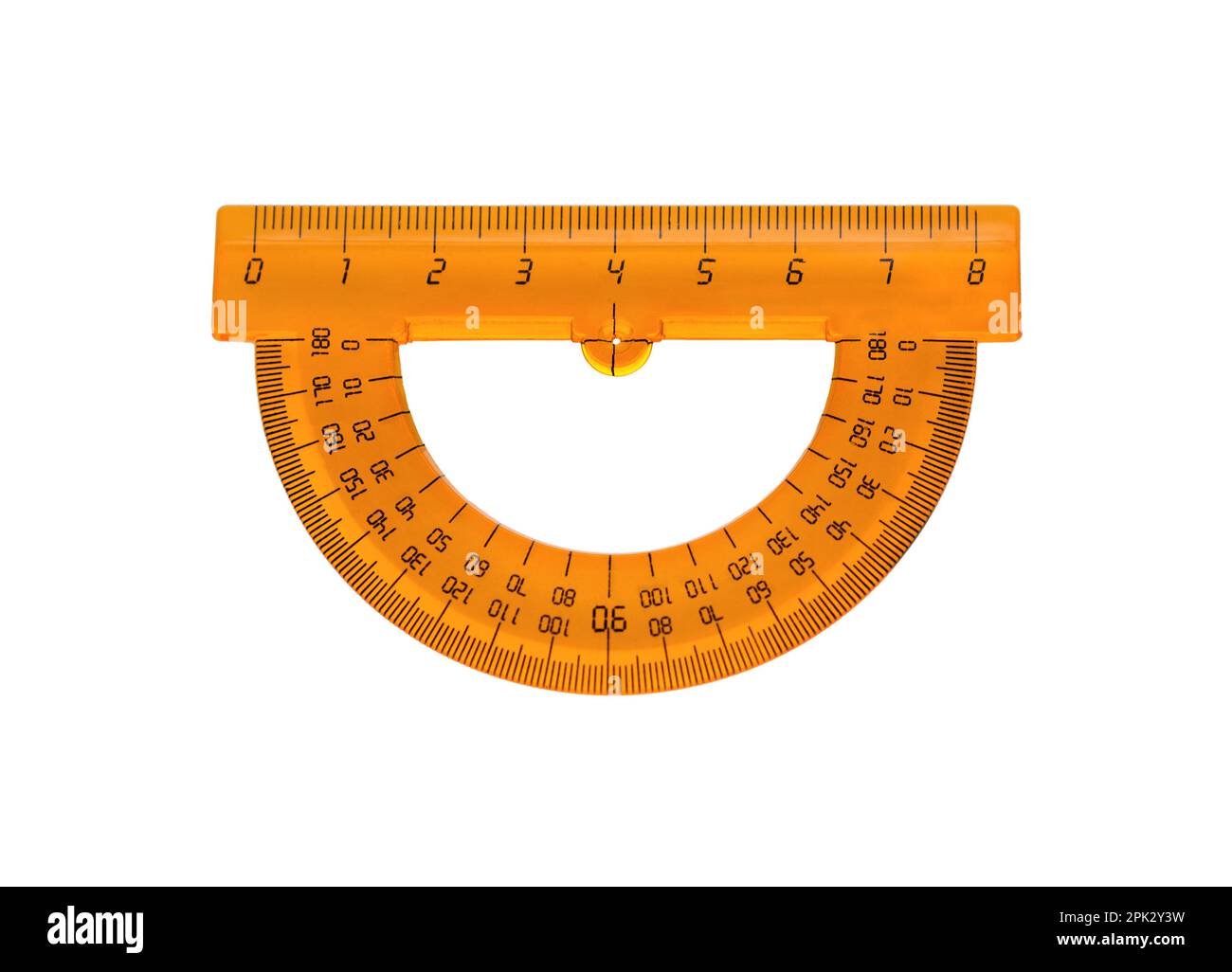 Protractor isolated on white. School tool for angle measurement Stock ...
