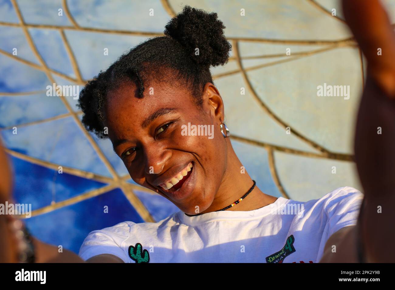 African girl white teeth hi-res stock photography and images - Alamy