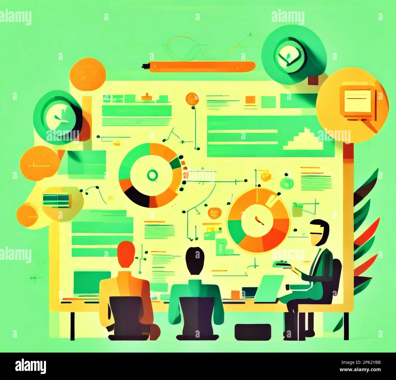 Project management , updating planning schedule with charts at the ...