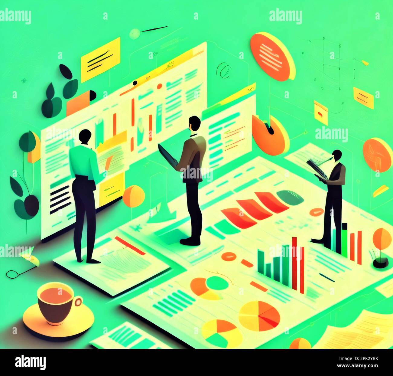 Project management , updating planning schedule with charts at the ...