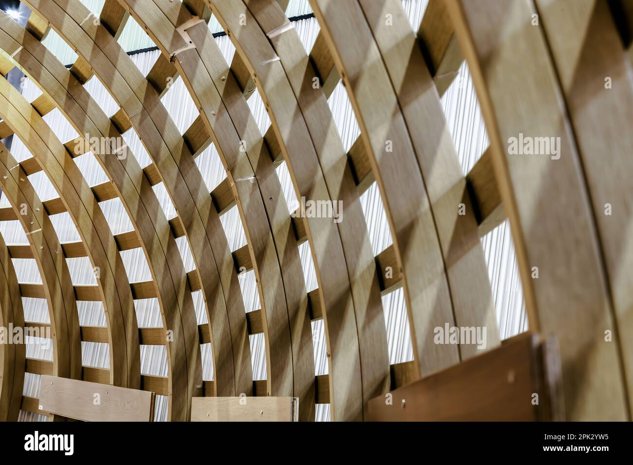 The Interior of Curved Diagonal Lines are made of the Wooden Composite ...
