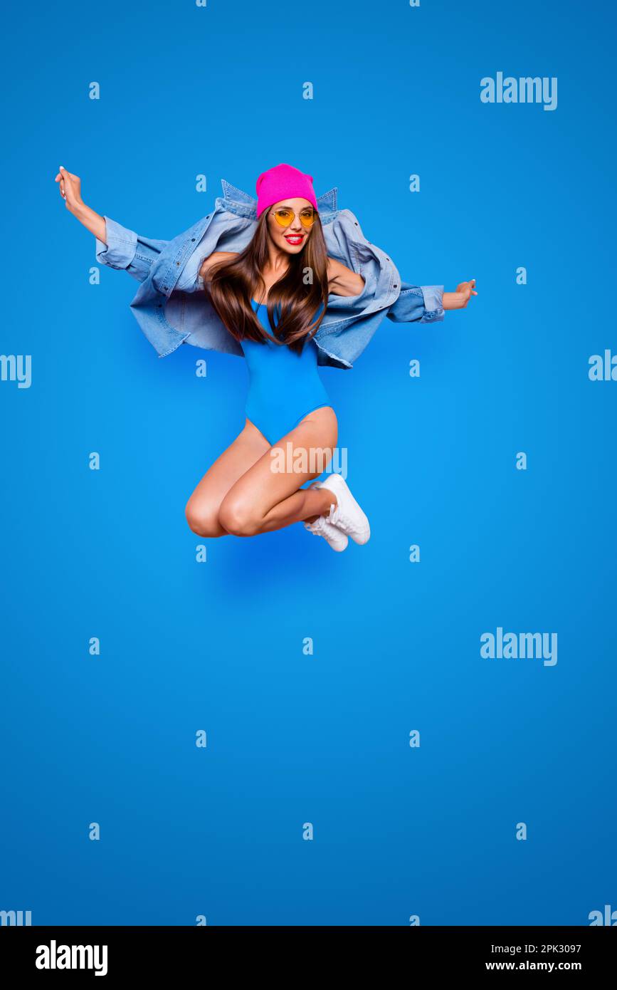 Vertical full body length size studio photo portrait of attractive ...