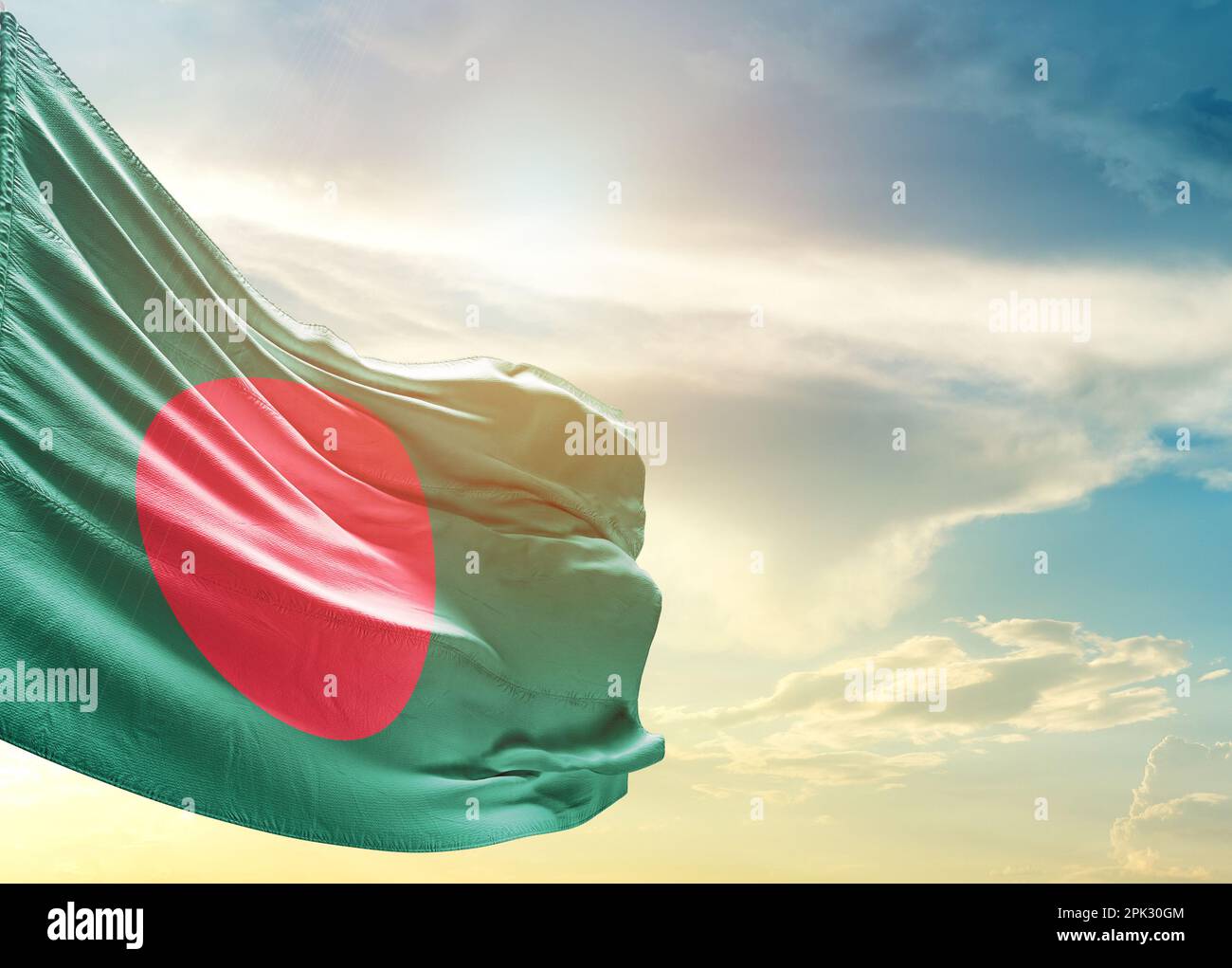 Bangladesh national flag waving in beautiful sky. 3d waving flag of ...