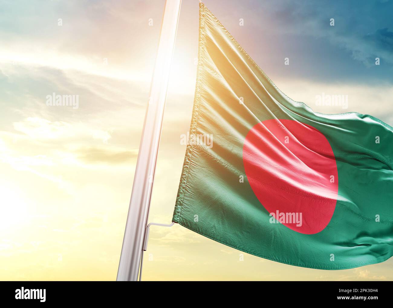 Bangladesh national flag waving in beautiful sky. 3d waving flag of ...