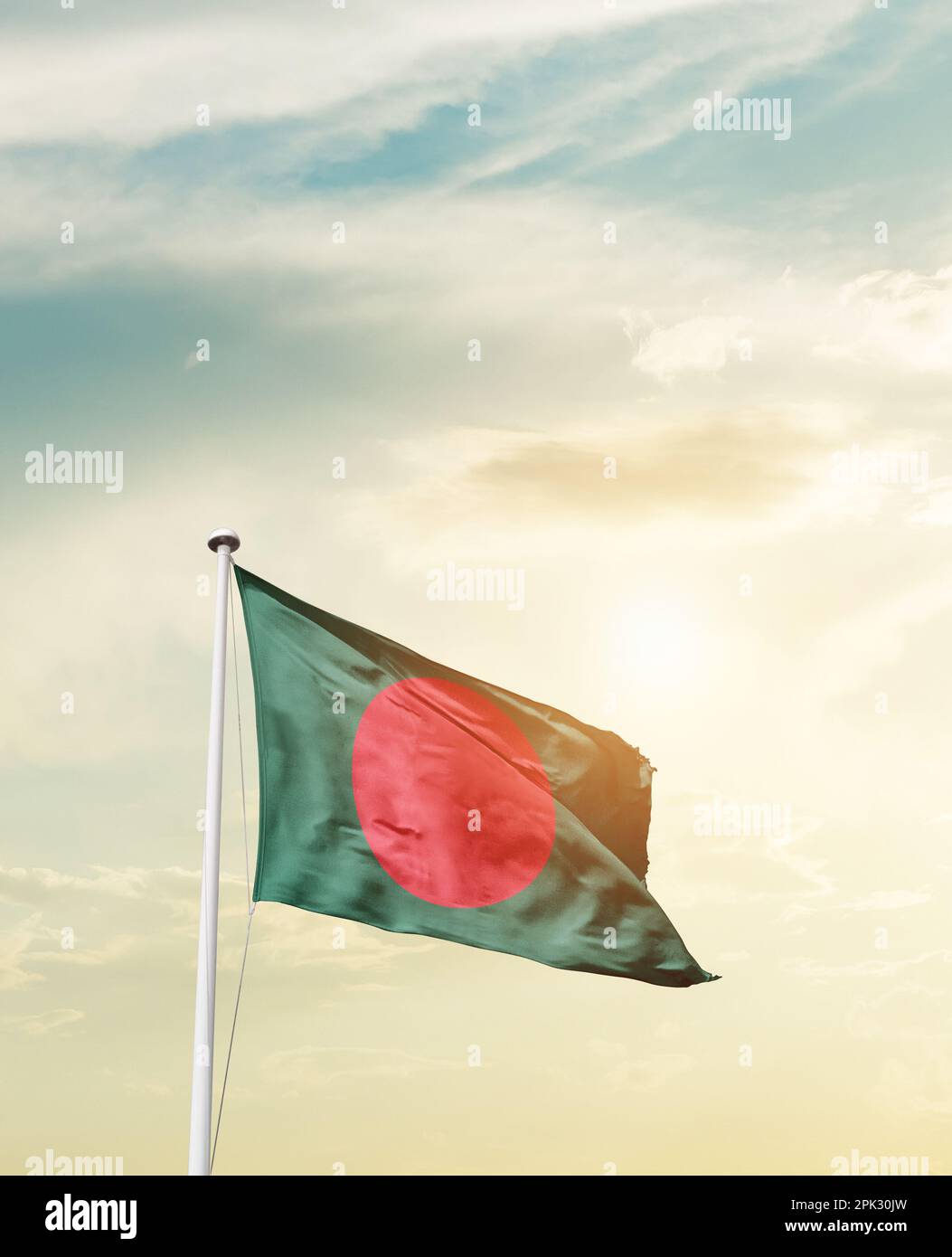 Bangladesh national flag waving in beautiful sky. 3d waving flag of ...