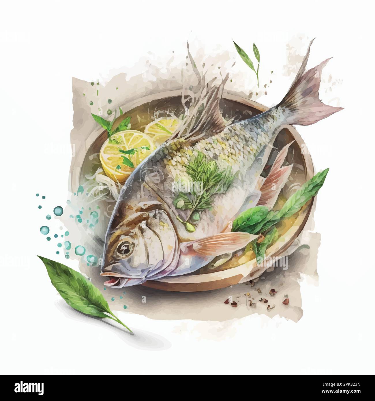 Marinated grilled fish Stock Vector Images - Alamy