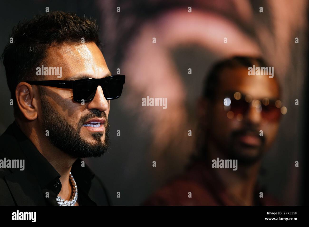 Joe Fournier, alongside David Haye (right) during a press conference at ...