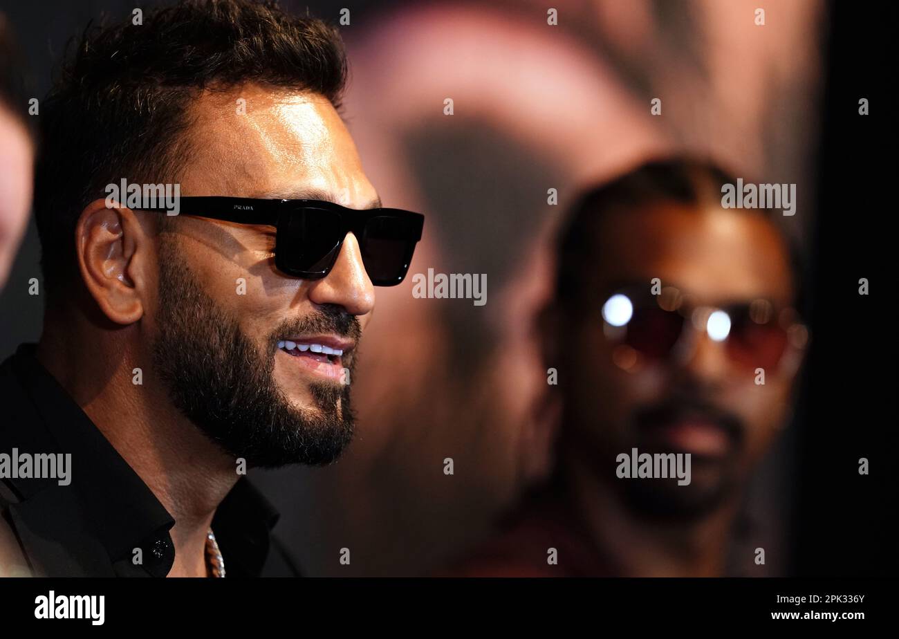 Joe Fournier, alongside David Haye (right) during a press conference at ...