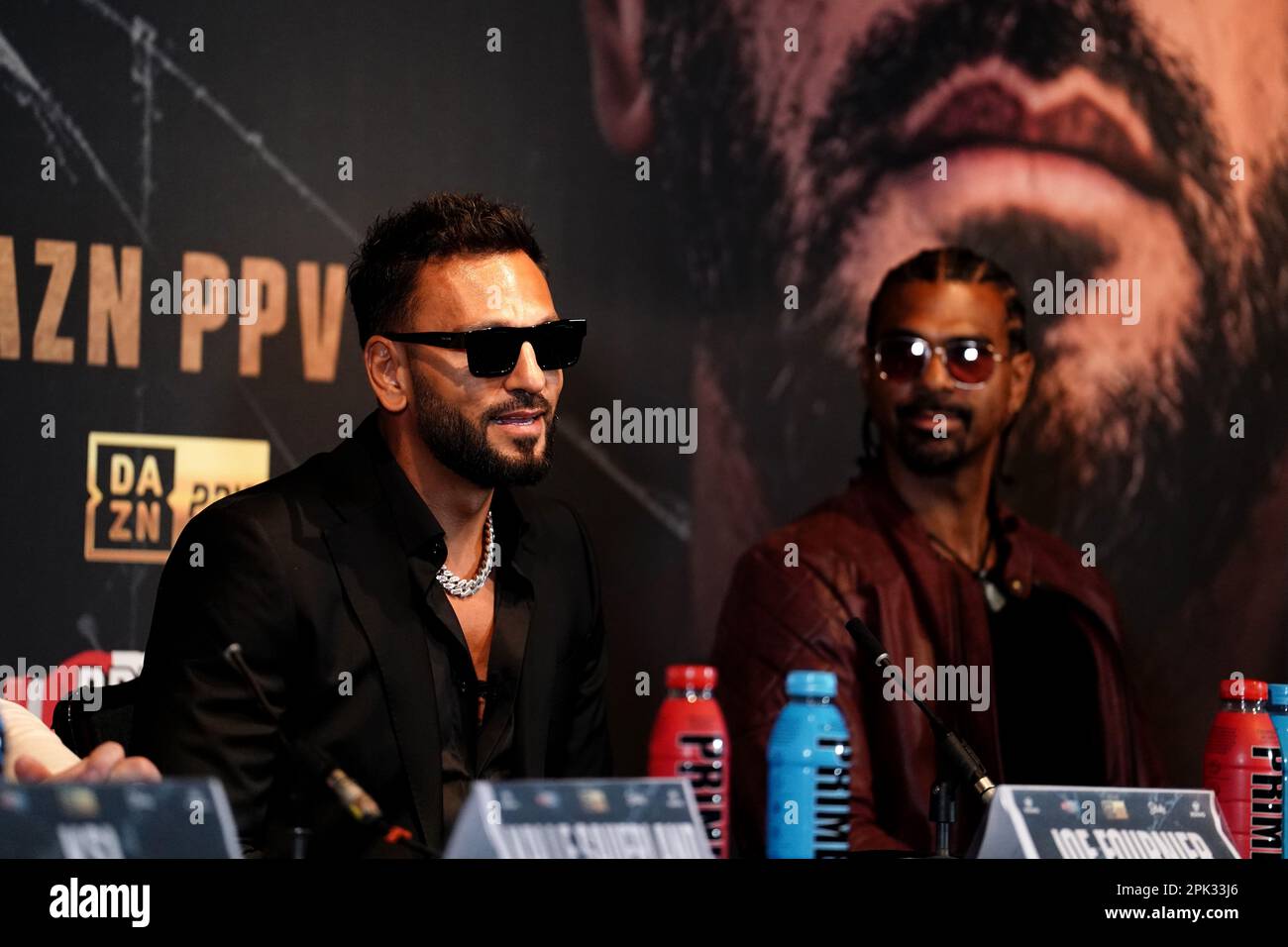 Joe Fournier, alongside David Haye (right) during a press conference at ...
