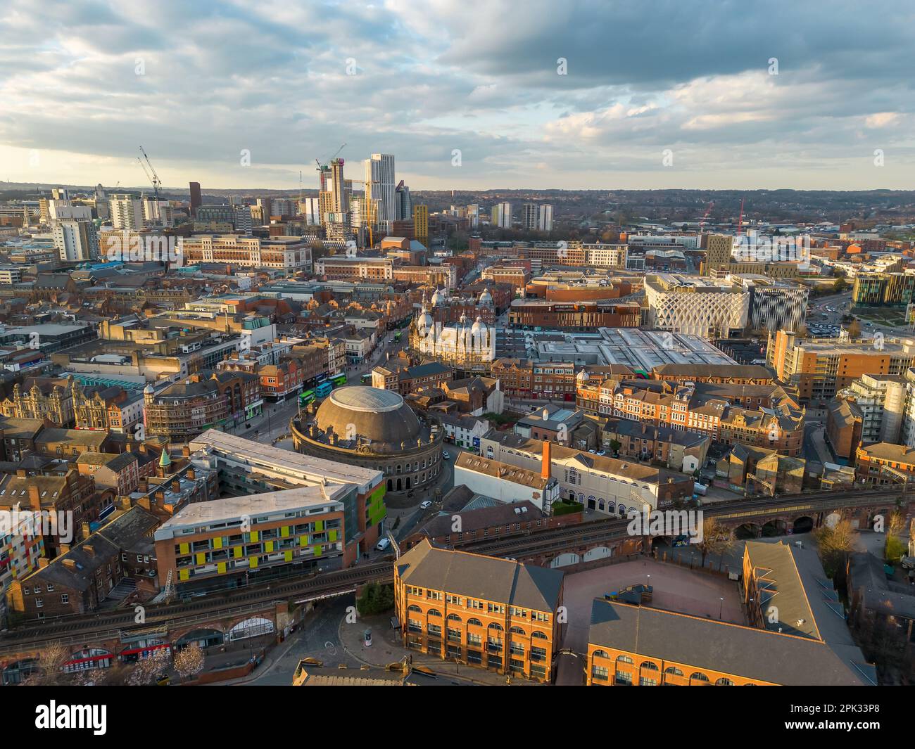 Leeds City Centre Aerial View of the city centre with retail, offices ...
