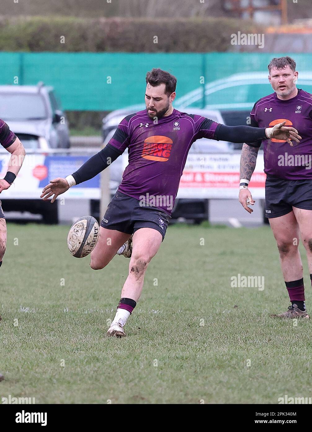 01.04.2023 Leicester, England. Rugby Union. Ben Young kicks for ...