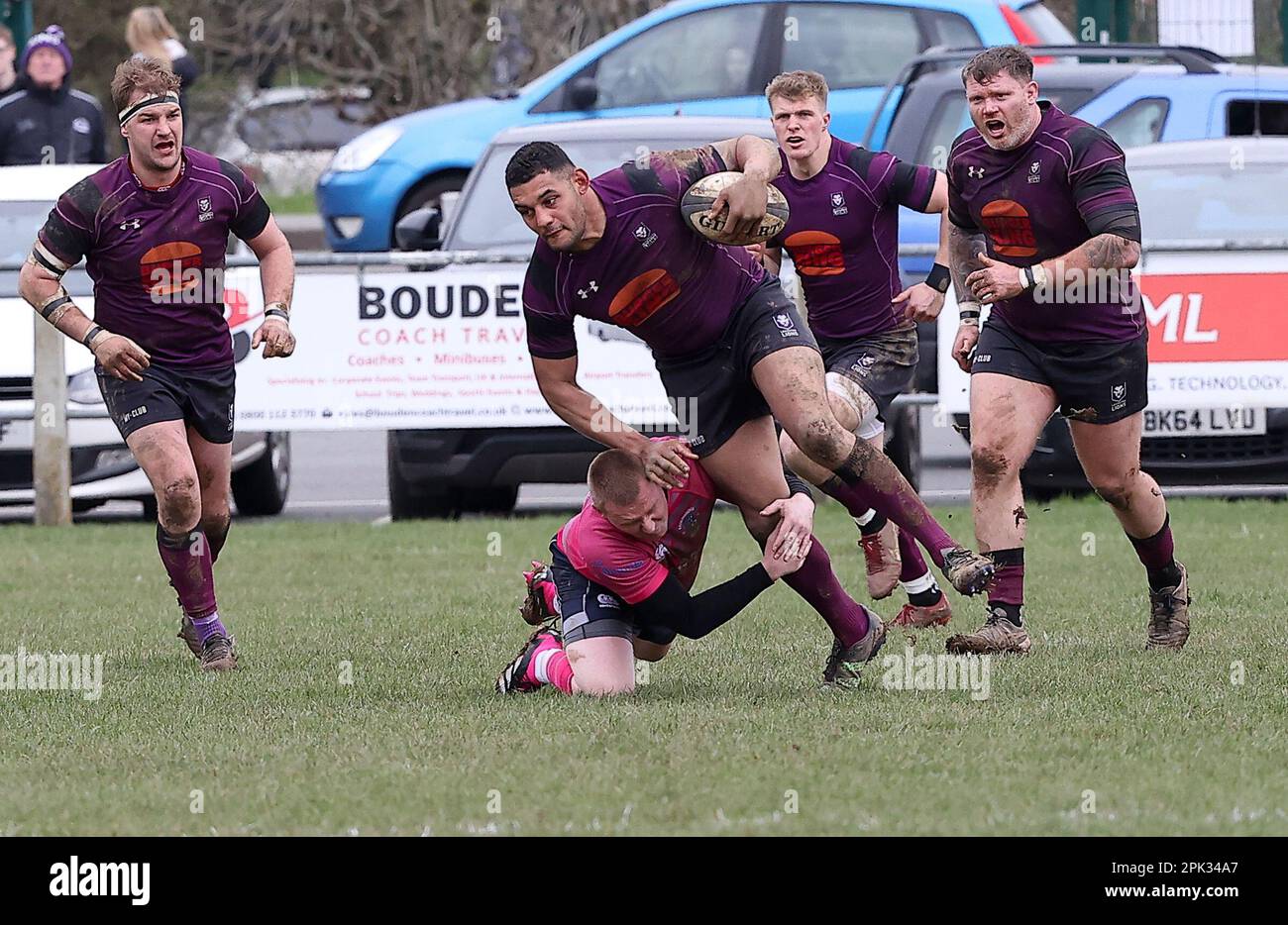 01.04.2023 Leicester, England. Rugby Union. Devon Constant makes a ...
