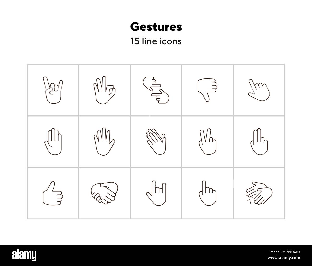 Gestures line icon set Stock Vector Image & Art - Alamy